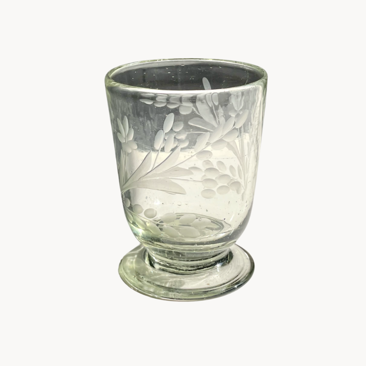 Hand-etched Blown Footed Glass